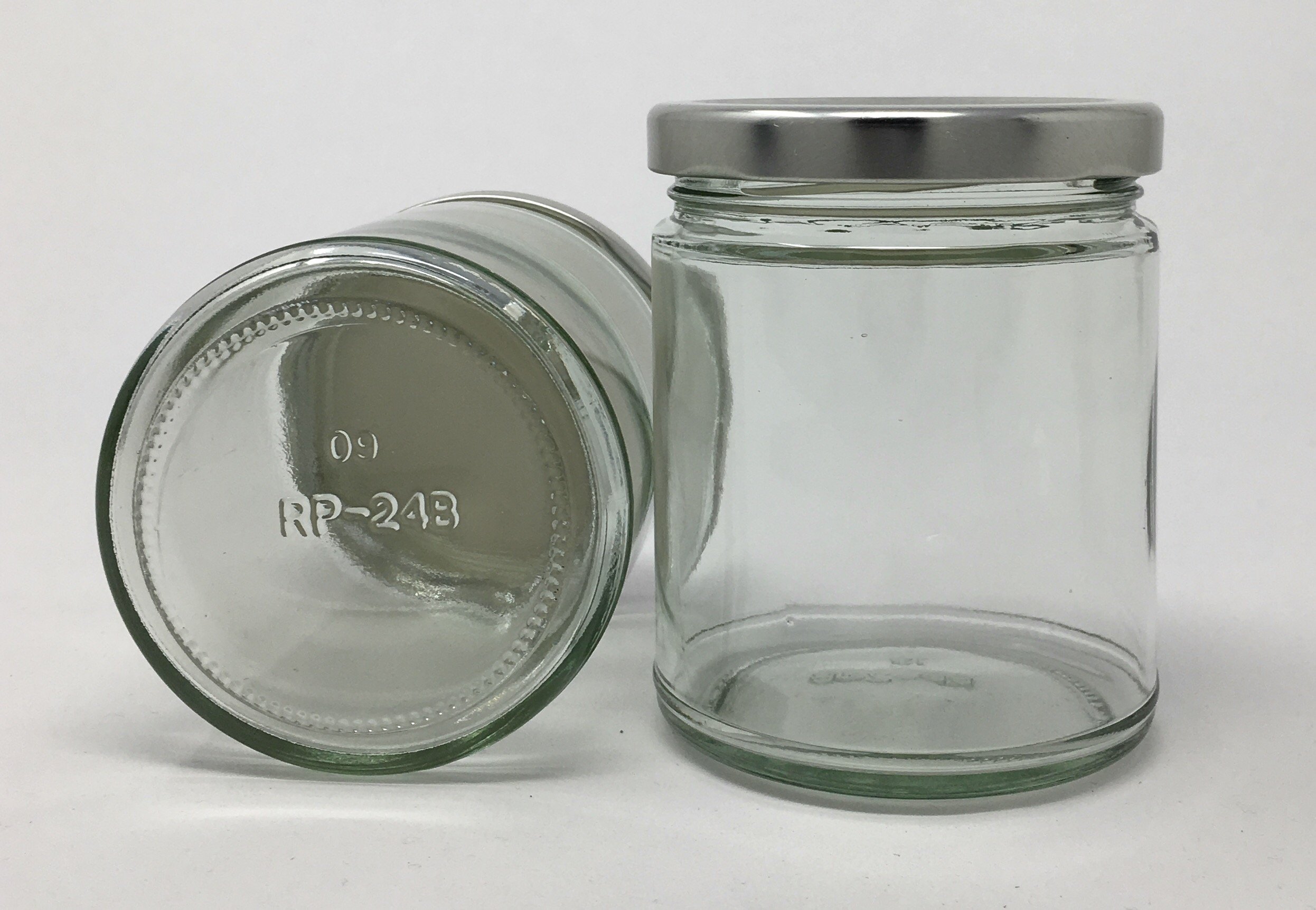9 oz Straight Sided Glass Jar with Metal Silver Lid 12-Pack by Richards Packaging