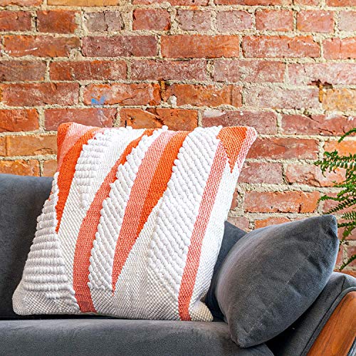 Refinery29 | Stevie Collection | 100% Cotton Luxury Decorative Textured Throw Pillows, Ultra Soft with Stylish Modern Woven Tufted Design for Home Dรฉcor, 1 Count (Pack of 1), Coral