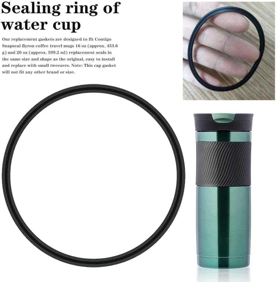 4Pcs Black Replacement Gasket for Contigo Snapseal Byron Travel Mug 16oz & 20oz, Silicone Lid Seal Leak-Proof for Contigo Coffee Travel Tumbler Glassware and Drinkware