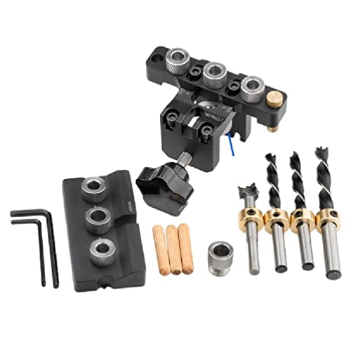 3 In 1 Woodworking Doweling Jig Kit With Positioning Clip Adjustable Drilling Guide Puncher Locator Carpentry Tools Drill Guide For Angle Drilling Portable Drill Guide
