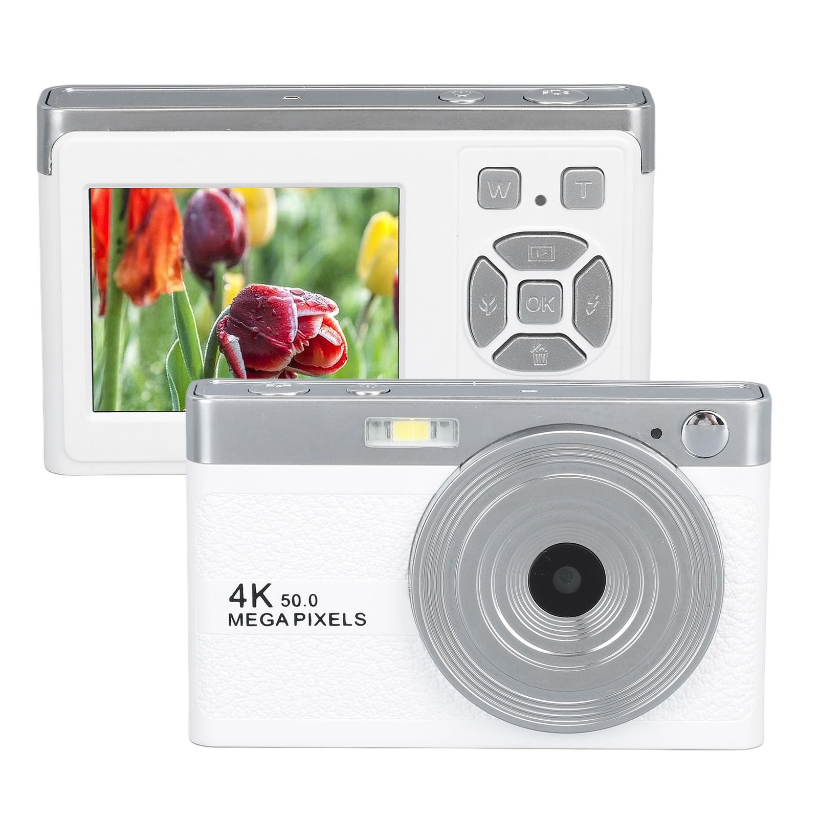 4K Digital Camera, C12 50MP 16X Digital Zoom FHD 1080P Point and Shoot Camera for Kids, Anti Shake & Autofocus Compact Vlogging Camera with Fill Light, 750Mah Rechargeable