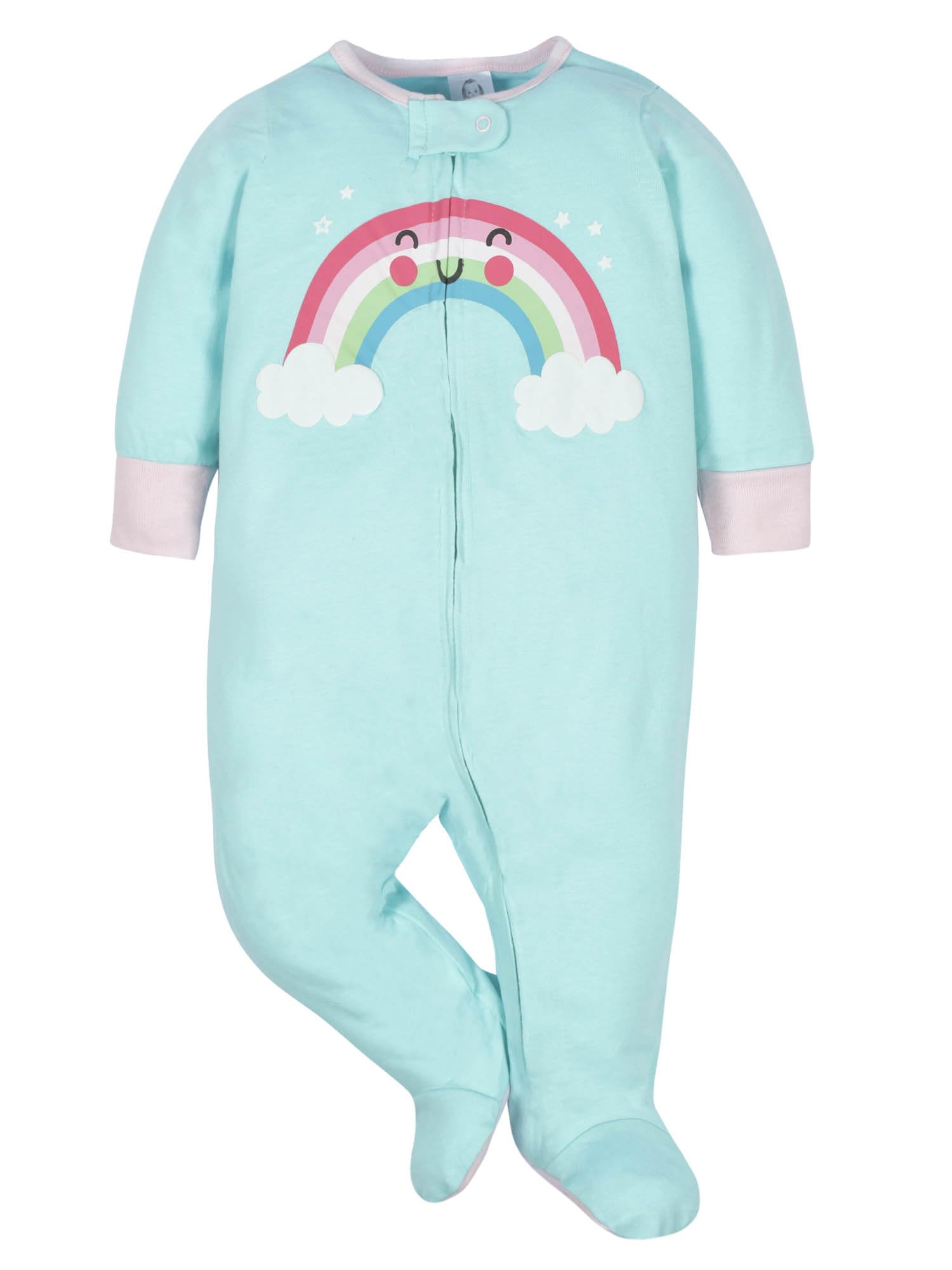 Gerber Baby Girls 4 Pack Sleep 'N Play Footie Cloudy 0-3 Months
