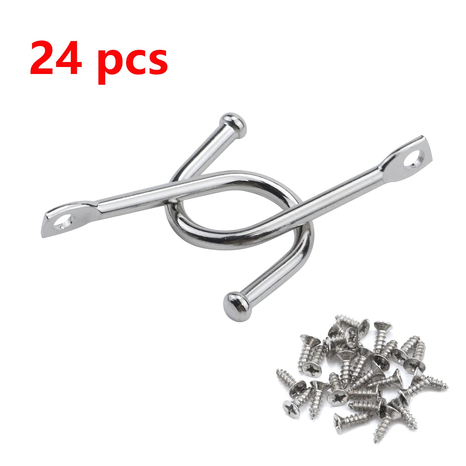 Antrader Household Metal J Shaped Wall Door Key Coat Bag Hanger Hook Silver Tone Pack of 24