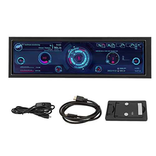 8.8 Inch CPU GPU Hardware Temperature Monitor, External Expansion Display, 1920x480 LCD Screen for PC Computer Case Secondary Screen