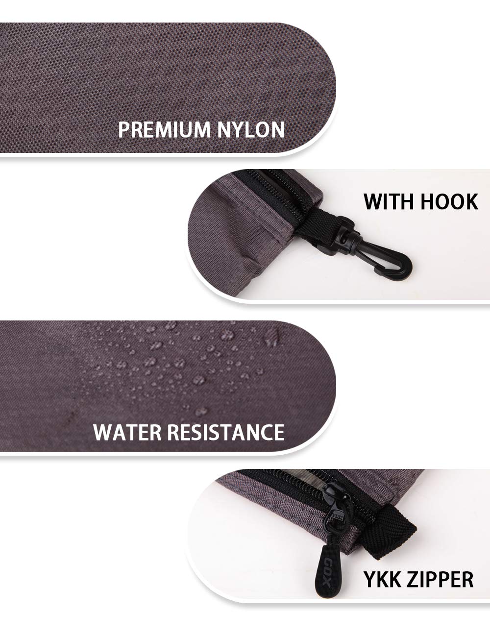 GOX Small Toiletry Bag for Men Bulk Cosmetic Bag Dopp Kit Carry On Zipper Pouch Organization Nylon Packing Sack Waterproof(Grey)
