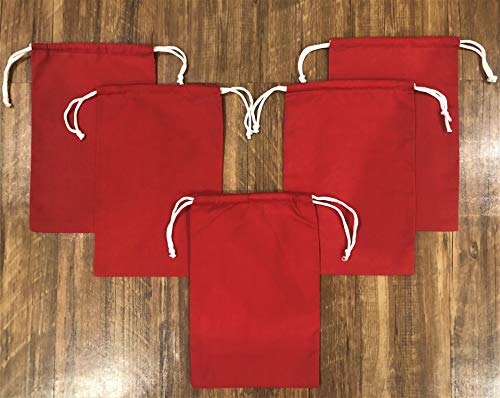 Reusable Eco friendly RED COLOR Cotton Thick Double Drawstring Muslin Bags "premium quality"-50 count pack (6 x 10)