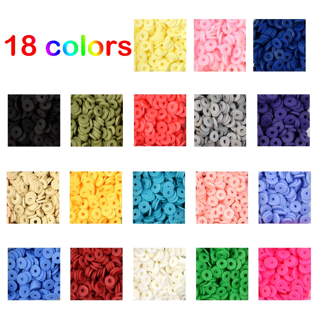 4500Pcs Clay Beads for Bracelets Making Mini Clay Beads Flat Clay Beads Clay Bead Set DIY Clay Beads Clay Bead Kit for Bracelet Making Jewelry Necklace DIY