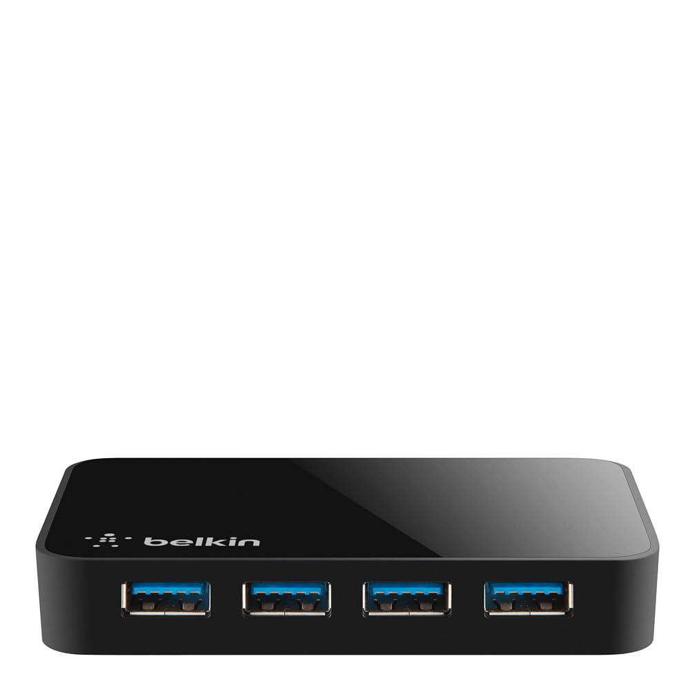 Belkin USB 3.0 Hub with 4 USB Ports - SuperSpeed USB Charging Station - USB Hub 3.0 - USB Adapter for iPhone Charger - USB Splitter - USB Port Hub - Powered USB Hub With Data Speeds Up To 5Gbps