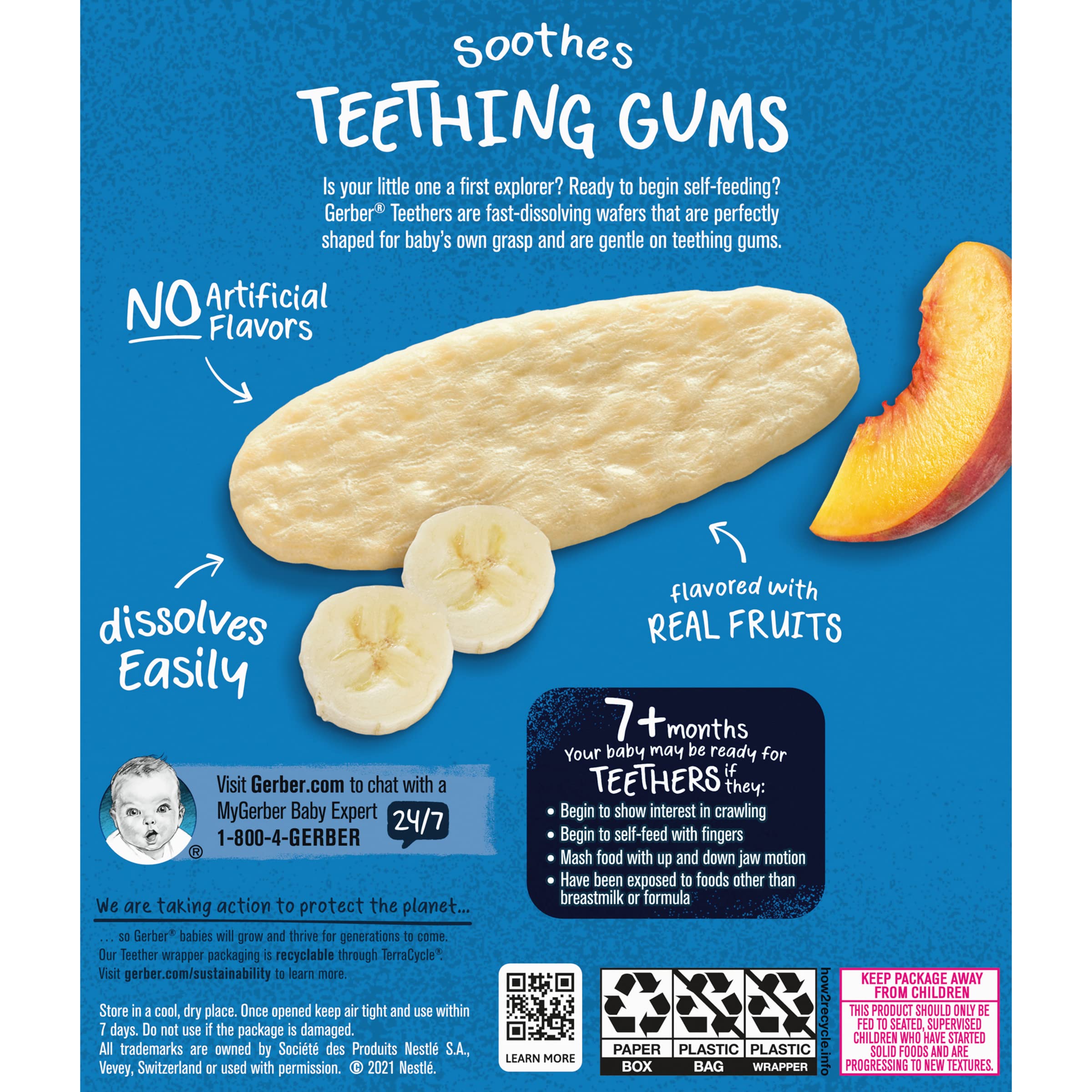 Gerber Teethers, Banana Peach, 1.7 oz, 12 count Box