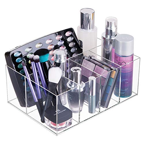 iDesign 5 Compartment Plastic Bathroom Storage Organizer, The Clarity Collection β 9.88β x 6.88β x 4β, Clear