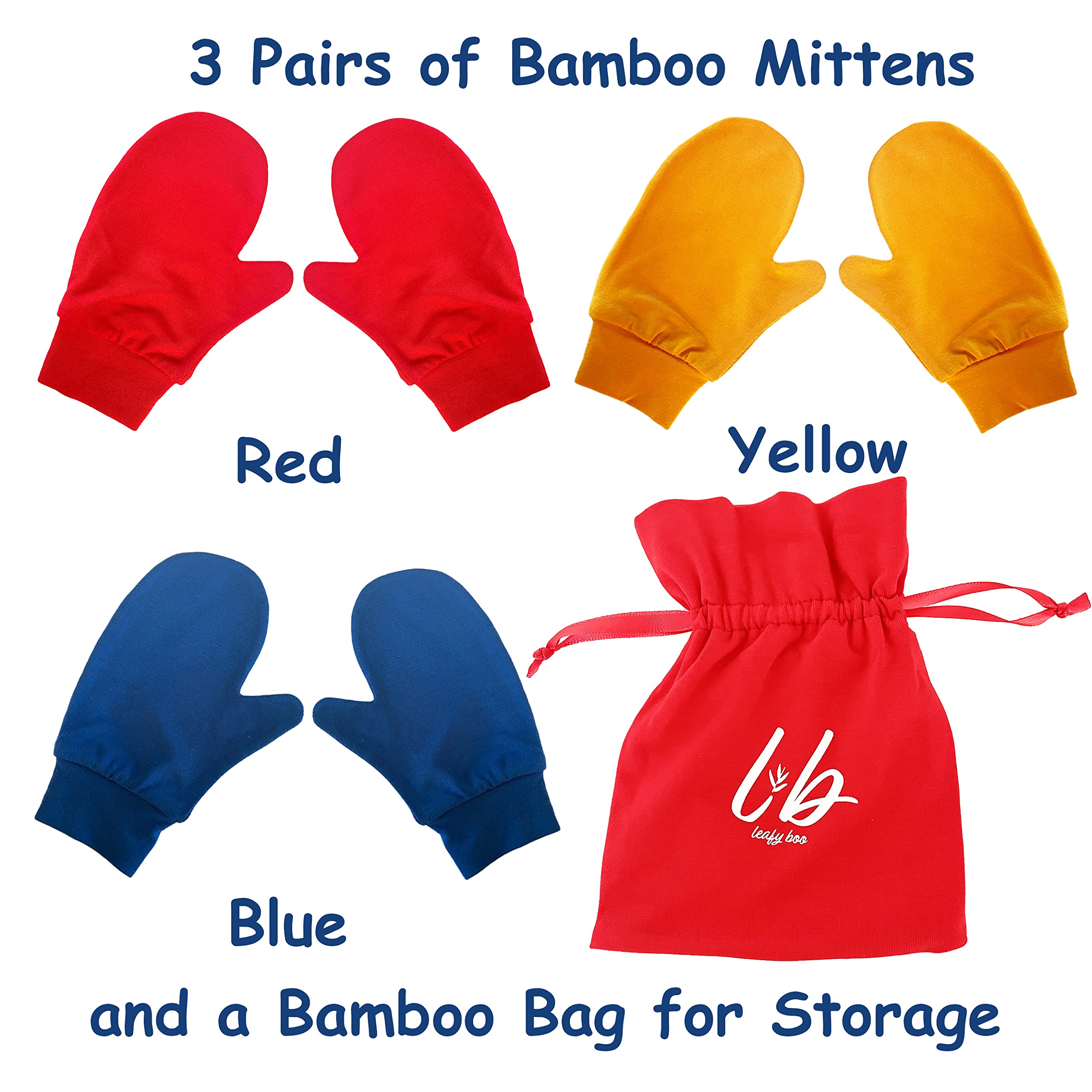 Bamboo Mittens for Eczema, Age 2-3 Kids, Dry Skin, Eczema Gloves, Overnight Moisturizing for Children, 3 Pairs