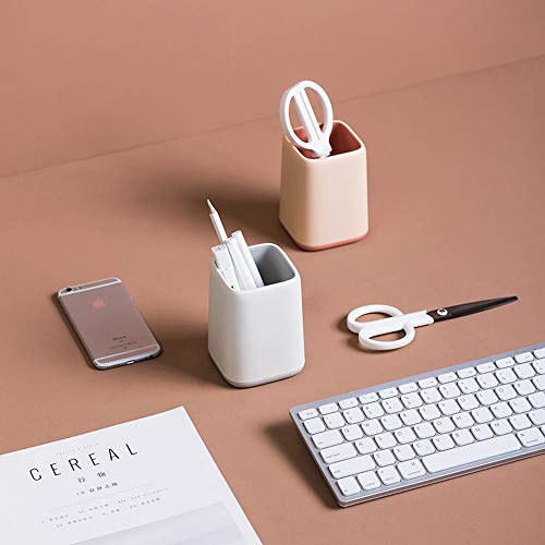YOSCO Pen Holder Stand for Desk Cute Two-tone Pencil Cup Pot Desk Organizer Makeup Brush Holder (White)