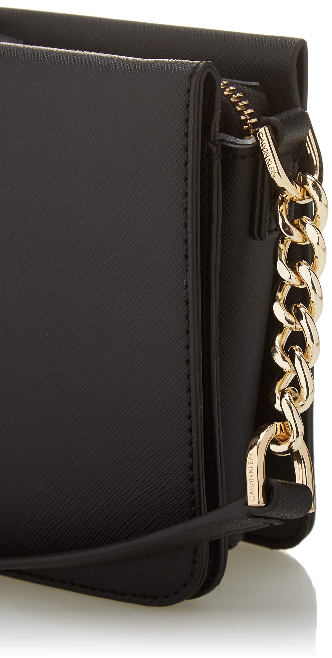 Calvin Klein Hayden Saffiano Organizational Crossbody, Black/Gold