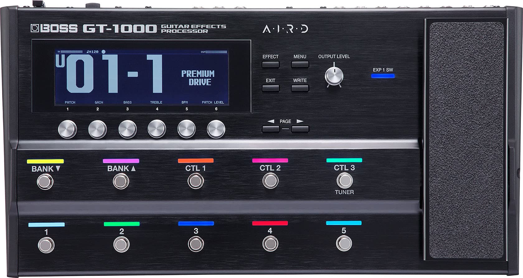 Boss GT-1000 Guitar Effects Processor Bundle with 10ft Instrument Cable, 6in Patch Cable, and Picks