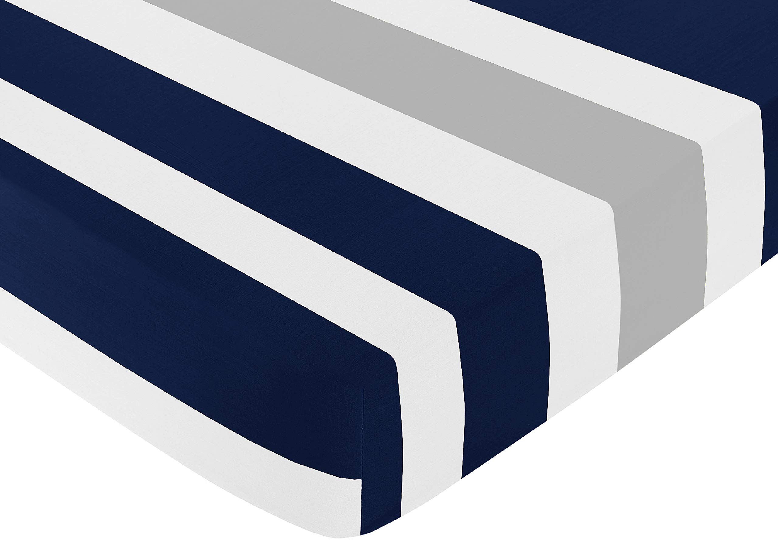Fitted Crib Sheet for Navy and Gray Stripe Baby/Toddler Bedding - Stripe Print