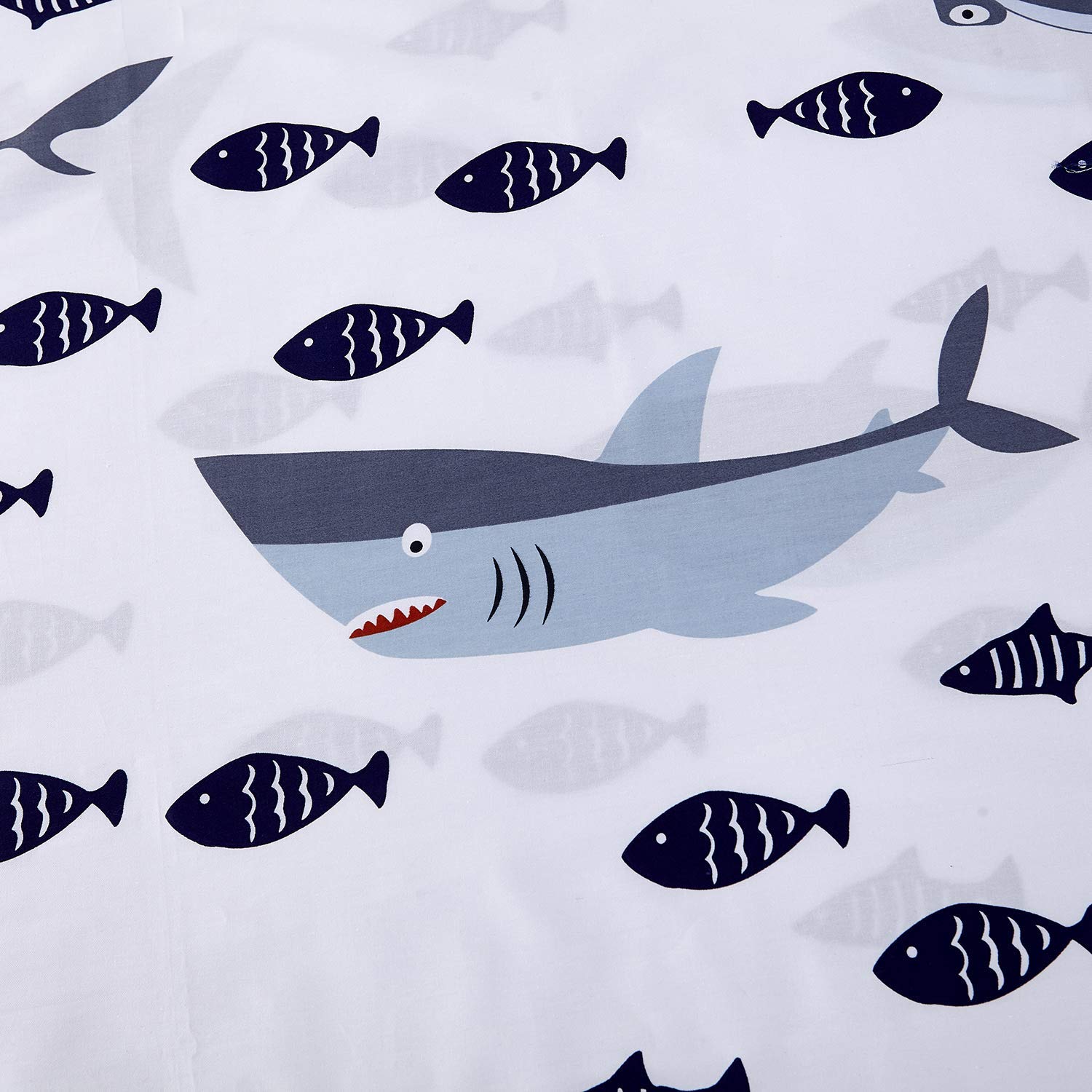 Brandream Window Valance Cotton Curtain for Baby/Toddler/Kid Bedroom Bath Laundry Living Room, Nautical Ocean Shark Fish Printed
