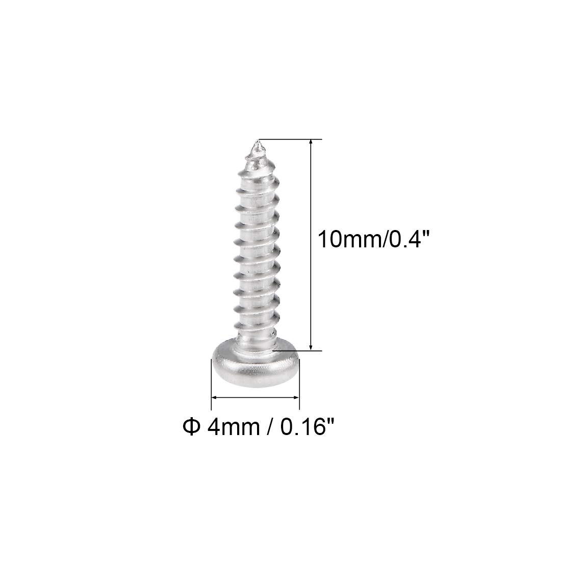 uxcell 2.2x10mm Self Tapping Screws Phillips Pan Head Screw 316 Stainless Steel Fasteners Bolts 50Pcs