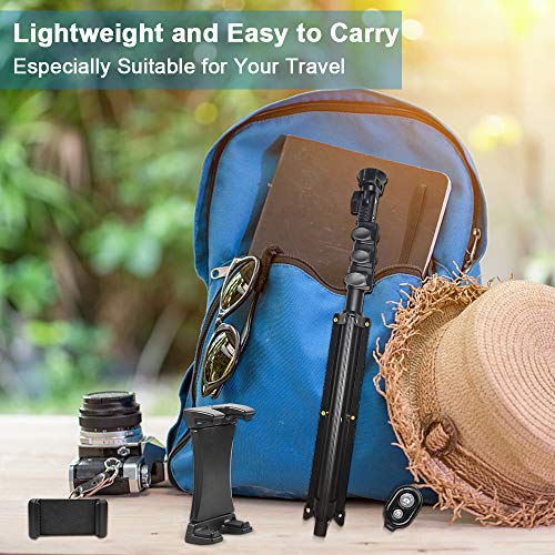Selfie Stick Tripod, SAVEYOUR 51" Extendable Tripod Stand with Universal Phone/Pad Clip, Remote Shooting Compatible with iPhone & Android Devices, Phone Tripod for Video Shooting, Vlog, Selfie