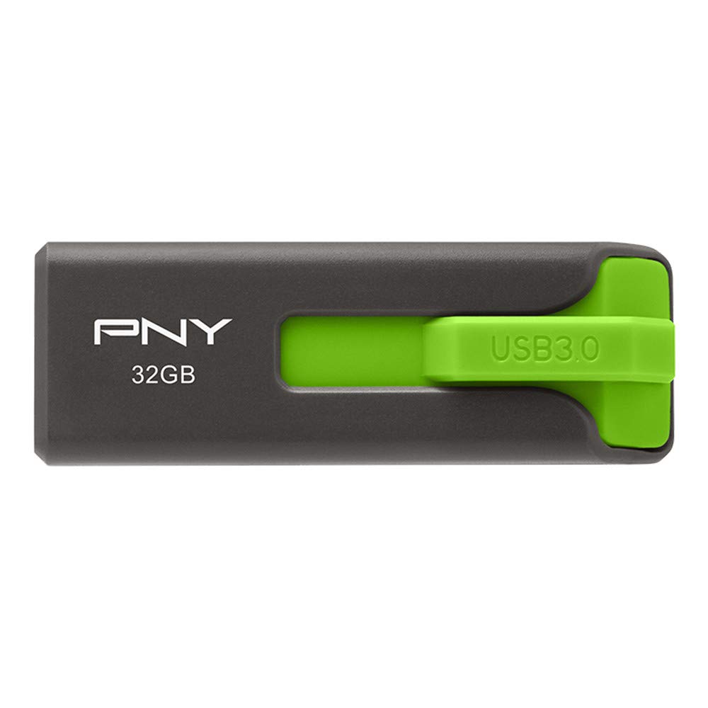 PNY Elite Prime USB 3.0 Flash Drive, 32GB, Gray/Green (P-FD32GEL-GE)