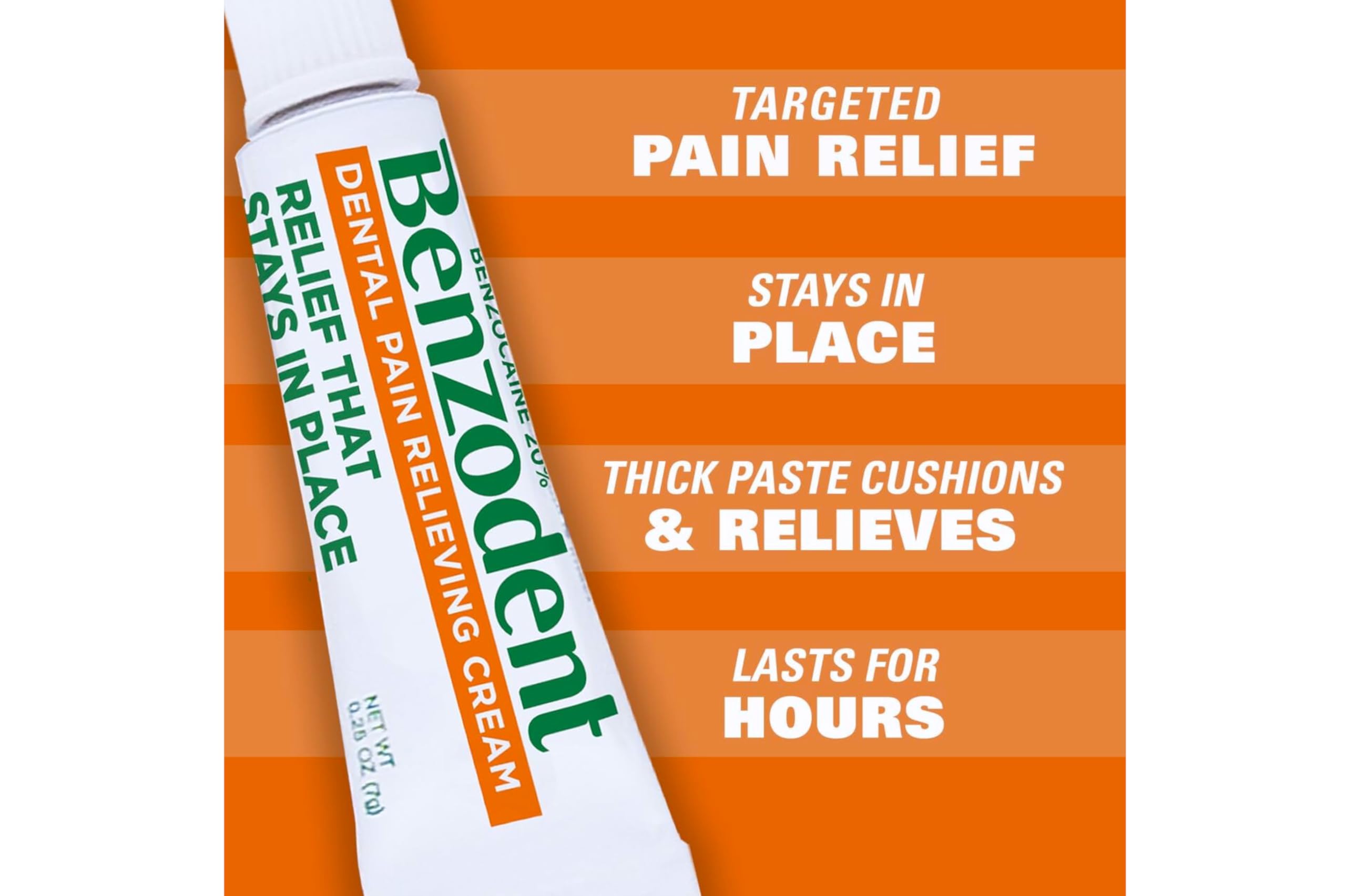Benzodent Dental Pain Relieving Cream Topical Anesthetic, No Artificial Color & Flavors