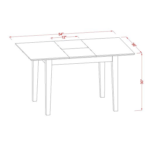 East West Furniture Milan Dining Room Rectangle Kitchen Table Top with Butterfly Leaf, 36x54 Inch, Mahogany
