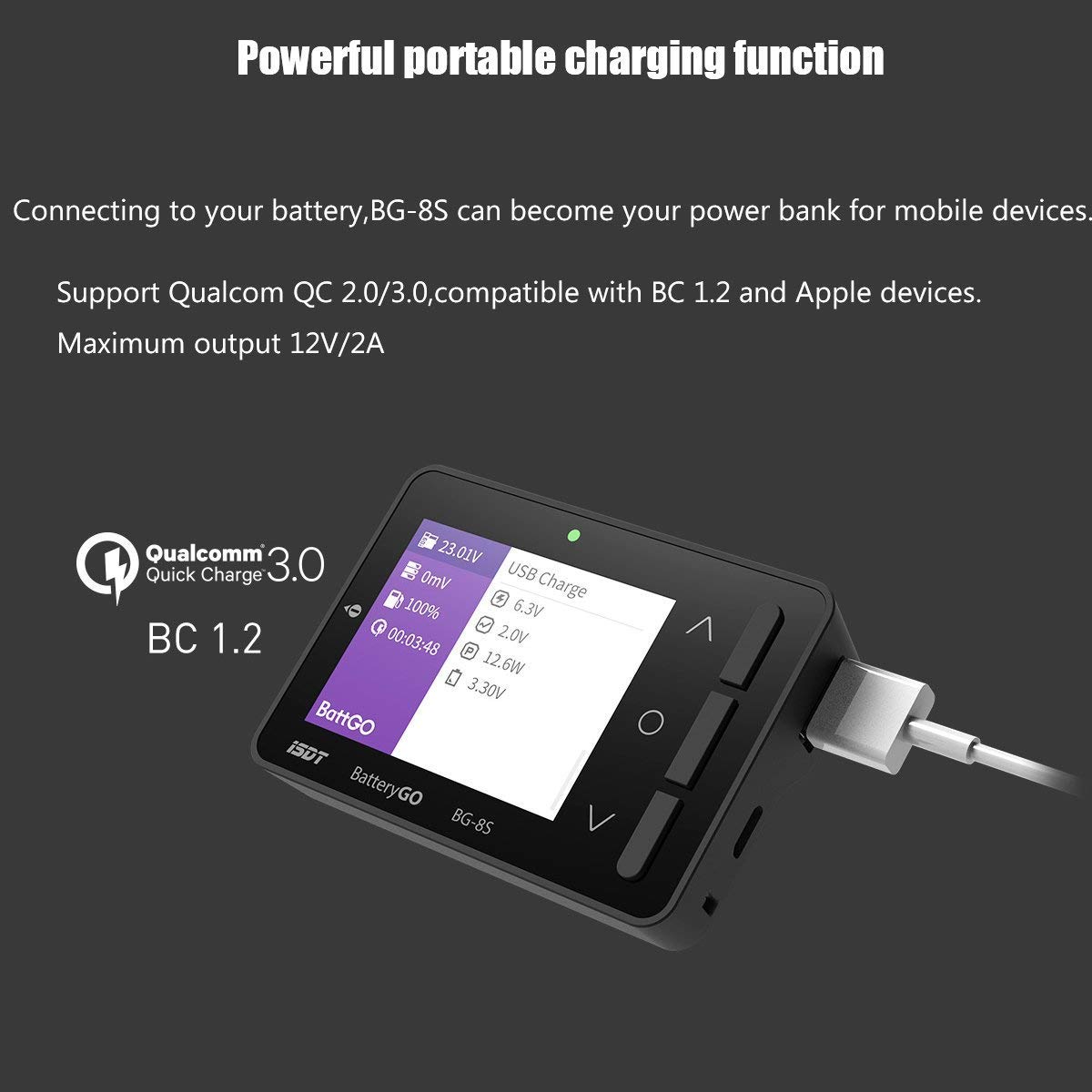 ISDT BattGo BG-8S Battery Meter, LCD Display Digital Battery Capacity Checker Battery Balancer Battery Tester for LiPo/Life/Li-ion/NiMH/Nicd
