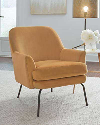 Signature Design by Ashley Dericka Modern Velvet Upholstered Accent Chair, Gold