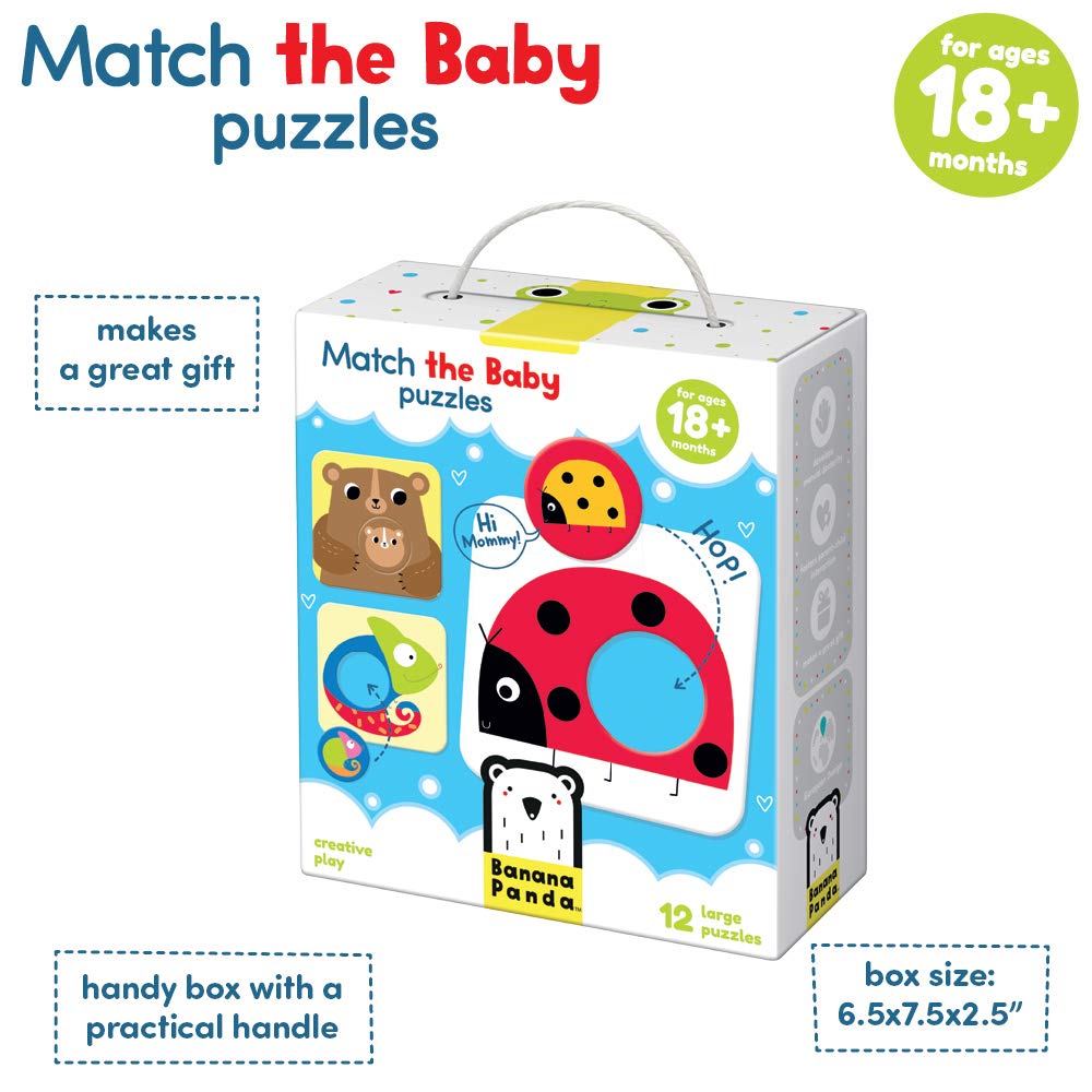 Banana Panda Match The Baby Toddler Puzzles and Matching Activity - Set includes 12 Large 2-Piece Beginner Puzzles with Round Elements to Mix and Match - for kids ages 18 months and up