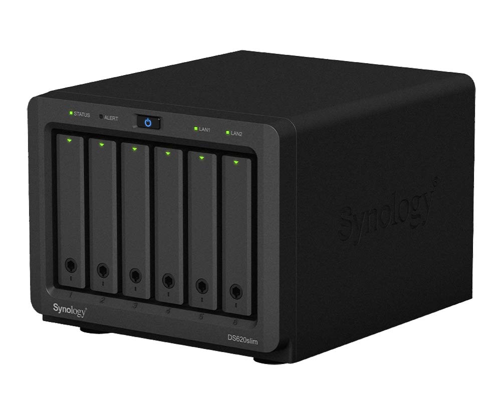 Synology DiskStation DS620slim iSCSI NAS Server with Intel Celeron Up to 2.5GHz CPU, 6GB Memory, 24TB HDD Storage, DSM Operating System