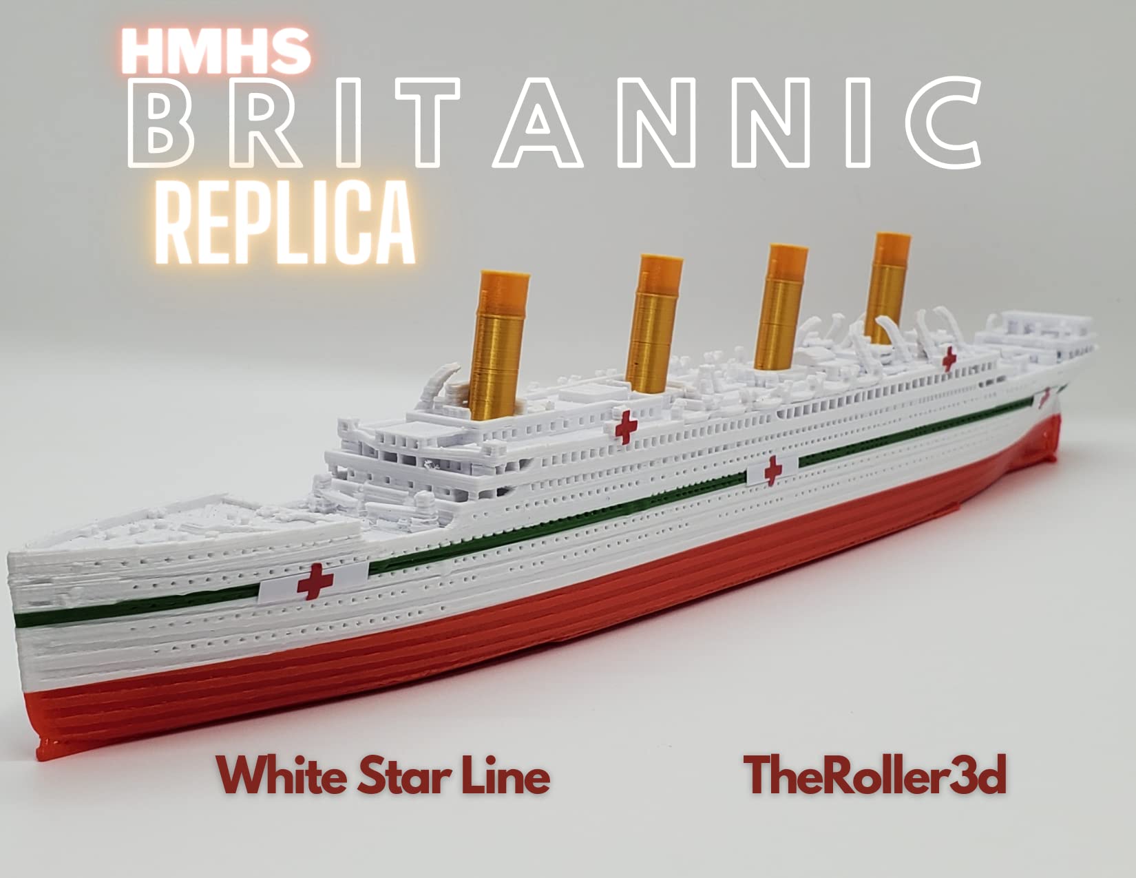 THEROLLER3D HMHS BRITANNIC Model Ship with 3 pc SeaMines,1 Ft Long Assembled Titanic Toys For Kids, Historically Accurate Titanic Toy, Titanic Ship, Titanic Cake Topper, Titanic Figurine, Titanic Boat