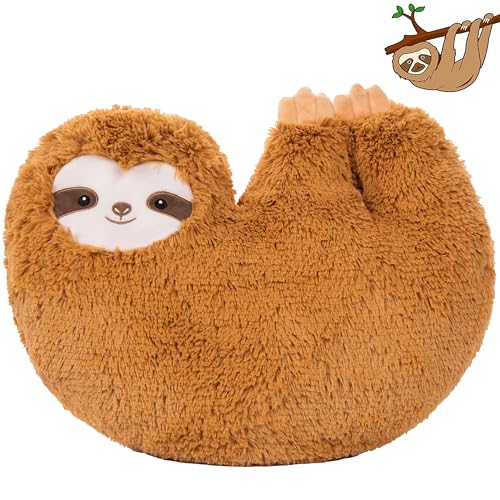 AmyToo Plush Sloth Pillow 16 inch Soft Sloth Plush Toy Stuffed Animal Squishy Neck Pillow Hugging Sloth Room Decoration Birthday Gifts for Toddlers