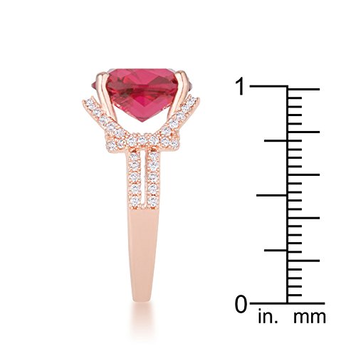 6.2ct Ruby CZ Rose Gold Plated Classic Cocktail Ring Ring Size 10
