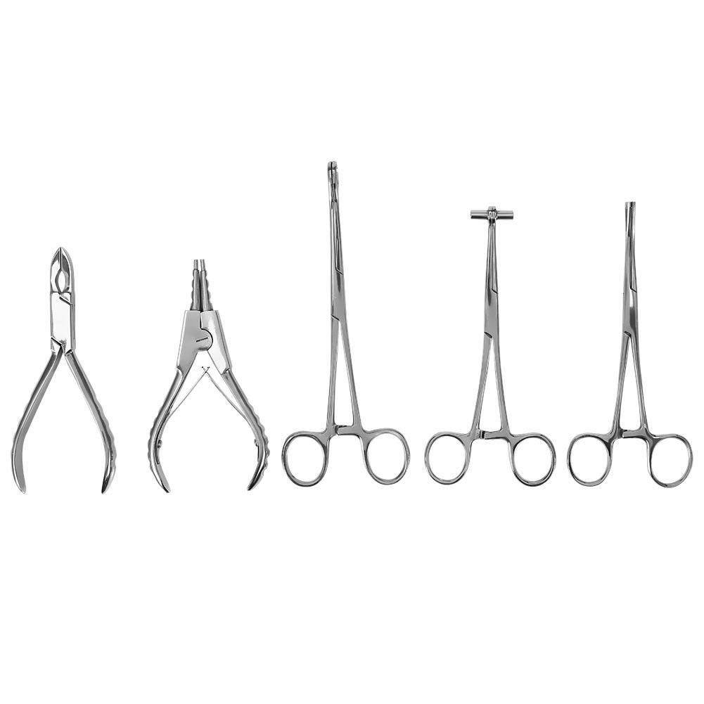 Professional Body Piercing Kit, Navel Ear Tongue Piercing Tools - Pliers, Needles, Teaching CD and Body Jewelry Included - Portable Piercing Kits with Case