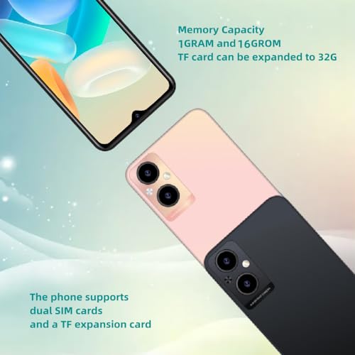 aderroo 6.52in Screen ,H22 Unlocked Cell Phone,1G RAM,16G ROM,Supports 3GWCDMA : 850/2100MHZ Dual SIM Card Frequency Band,Front and Rear Camera ,Android Smartphone(red)