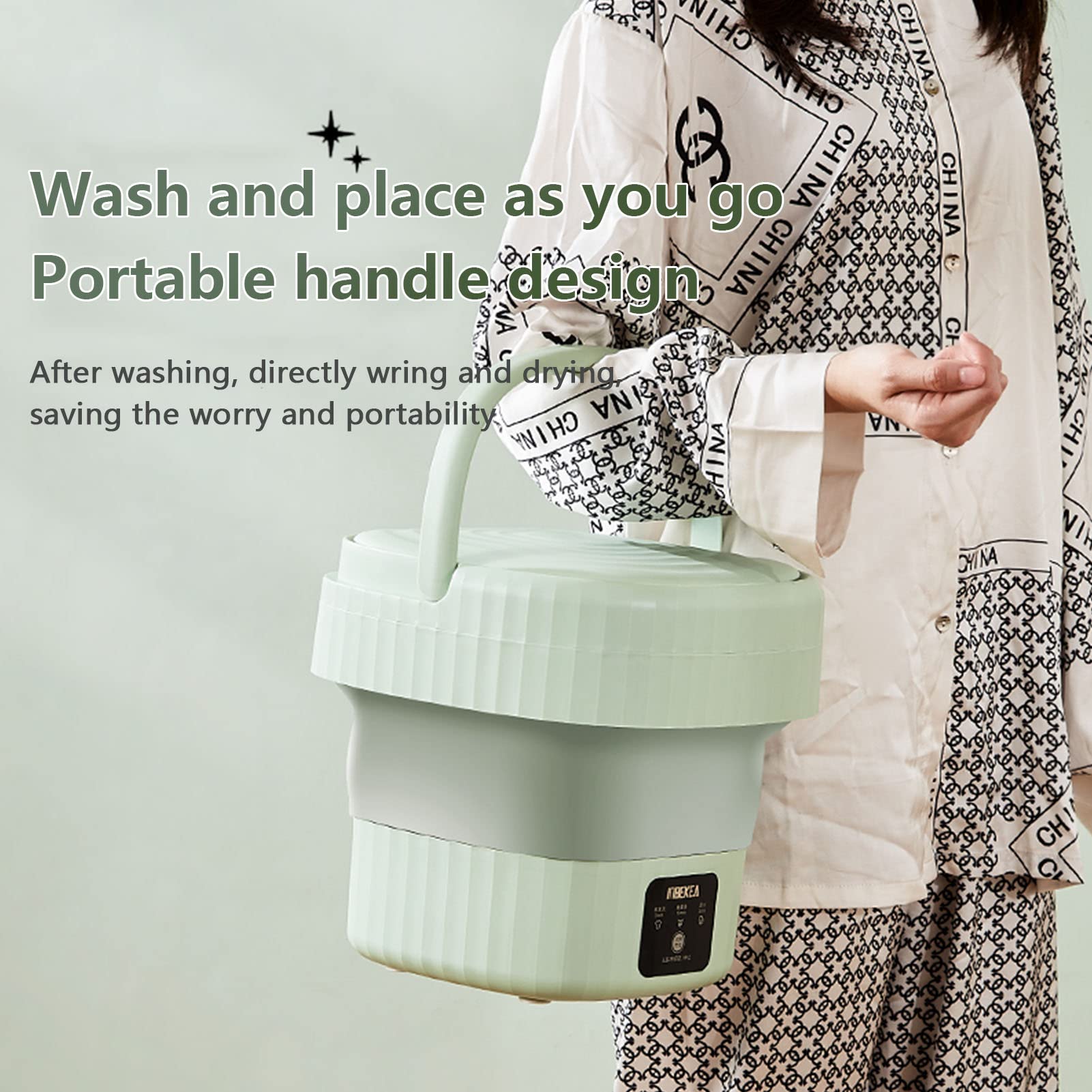 Portable Washing Machine, Mini Foldable Washer and Spin Dryer Small Foldable Bucket Washer, Suitable for Apartment Dorm,Travelling，Best Gift Choice (PINK-2)
