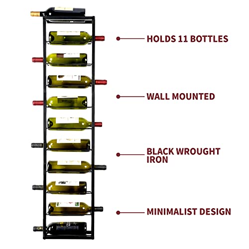 AQAREA Wall Mounted Wine Rack: Metal Hanging 10 Bottle Wine Holder - Black Wine Storage Rack