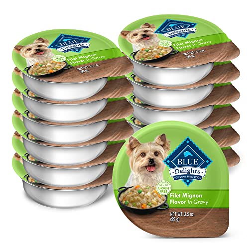 Blue Buffalo Delights Natural Adult Small Breed Wet Dog Food Cup, Filet Mignon Flavor in Hearty Gravy 3.5-oz (Pack of 12)