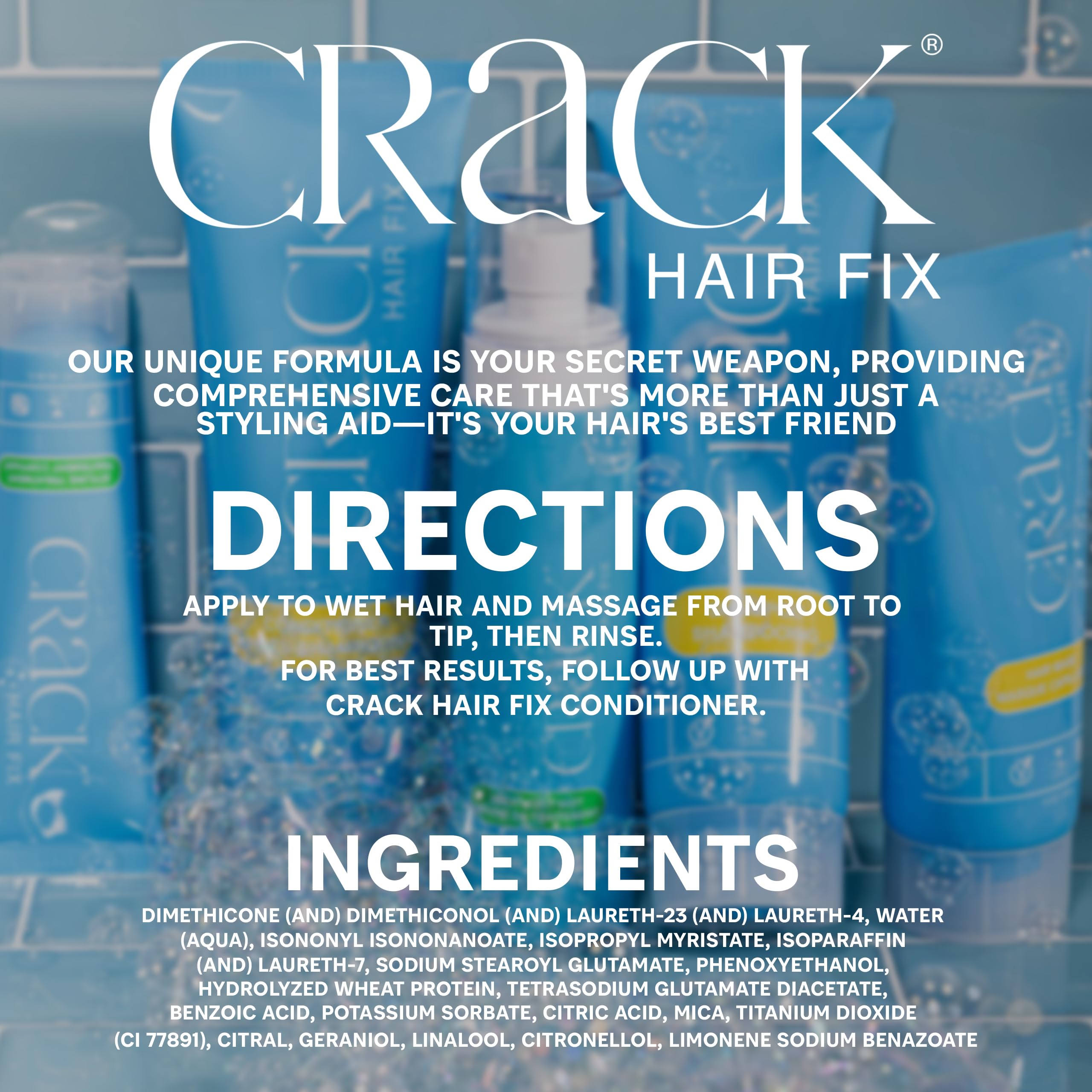 CRACK HAIR Shampoo - Moisturizes & Protects Hair From Dryness, Helps Reduce Breakage & Improves Texture, and Restores Youthful Shin