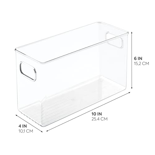 iDesign BPA-Free Plastic Pantry and Kitchen Storage, Freezer and Fridge Organizer Bin with Easy Grip Handles – 10” x 4” x 6”, Clear