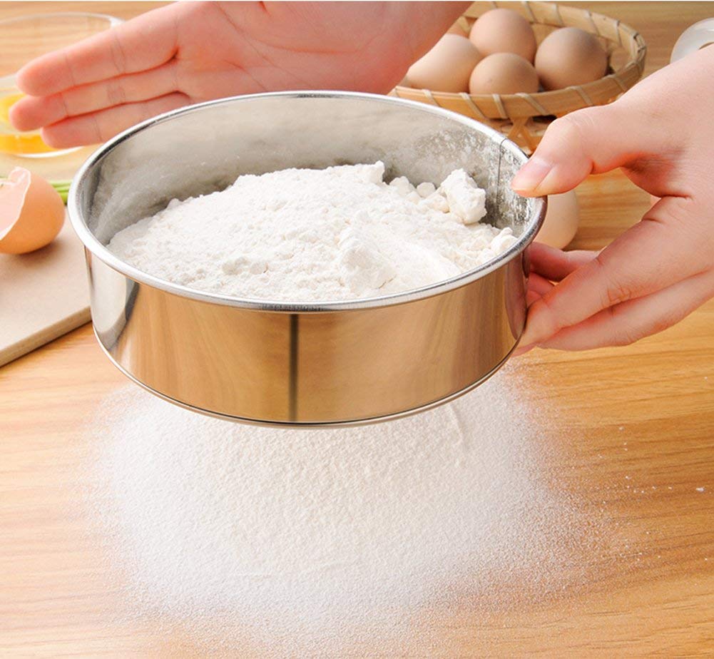 AMPSEVEN Flour Sifter for Baking - Stainless Steel 40 Mesh Small Tamis 6inch Round Sifter,Mini Fine Mesh Flour Sieve(6 Inch, 40m Mesh)