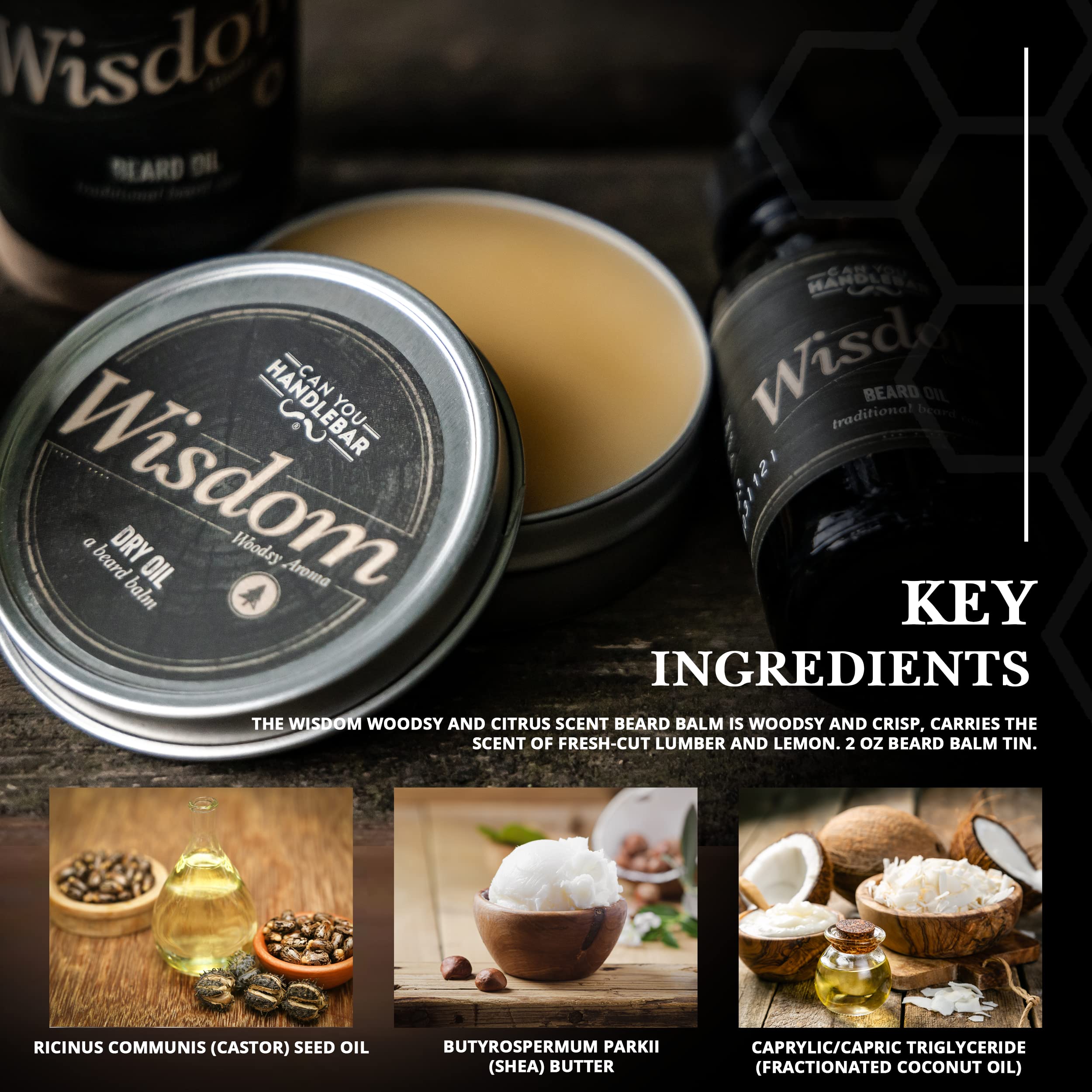 Can You Handlebar Beard Balm for Men, Dry Oil Beard Wax, Natural Beard Care Conditioner Moisturizer Softener Grooming Products, Woodsy and Citrus Scent, 2 oz Stainless Steel Tin