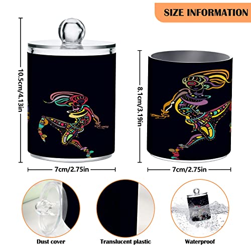 Blueangle 2PCS African Girl Dancer Qtip Holder Dispenser with Lids - Apothecary Jar Containers for Vanity Organizer Storage - Plastic Food Storage Canisters(1031)