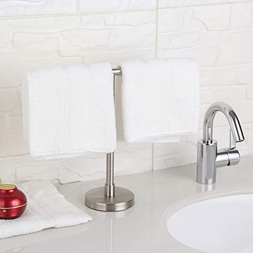 GERZ SUS 304 Stainless Steel Hand Towel Holder Standing Tree Rack for Bathroom Vanities Countertop, Brushed Finish