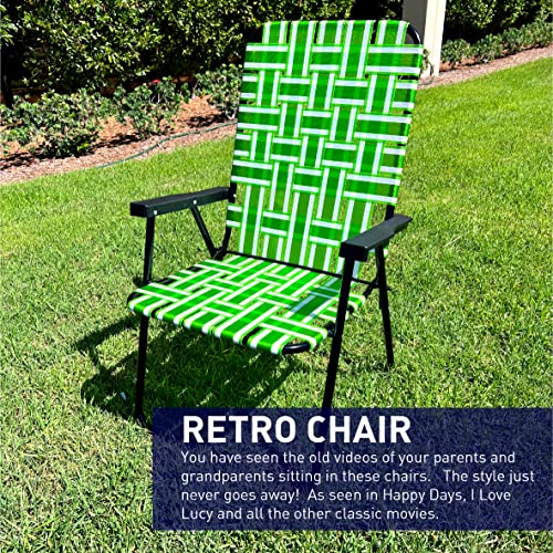 EasyGo Product Portable β Retro Style High Back Design β Outdoor Webbed Chair for Backyard, Camping, Sporting Events β Easy Folding, 2 Pack, Dark/Light Green