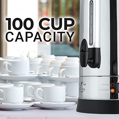Zulay Premium 100 Cup Commercial Coffee Urn - Stainless Steel Large Coffee Dispenser For Quick Brewing - Automatic Hot Water Dispenser - Ideal for Large Crowds - Coffee Dispenser For Any Occasion