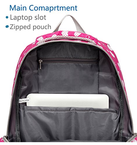 BLUEFAIRY Girls Backpack Kids Elementary School Bags Child Bookbags Waterproof Lightweight Travel Sturdy Durable Gift Mochila Para 5.6.7.8.9.10 Niñas(Rose Red)