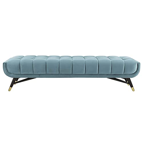 Modway EEI-3061-SEA Adept Mid-Century Modern Velvet Upholstered Tufted Accent Bench in Sea Blue