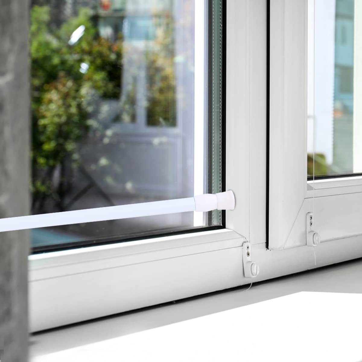 4Pcs Window Security Bars Sliding Glass Door Lock White Security Window Lock Bar for Children Home(17-27.6 Inches in Length)