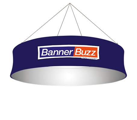 BANNER BUZZ MAKE IT VISIBLE Tapered Circle Fabric Hanging Ceiling Banner Sign Single Side Printed Outside for Trade Show Display (15' X 4')