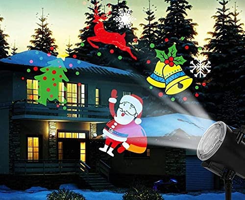 Christmas Projector Lights Outdoor Projector Lights Waterproof Plug in Moving Effect Wall Mountable for Halloween Christmas Holiday New Year Home Party Decoration Show (Reindeer Santa)